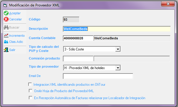 Definición de Proveedores Externos XML