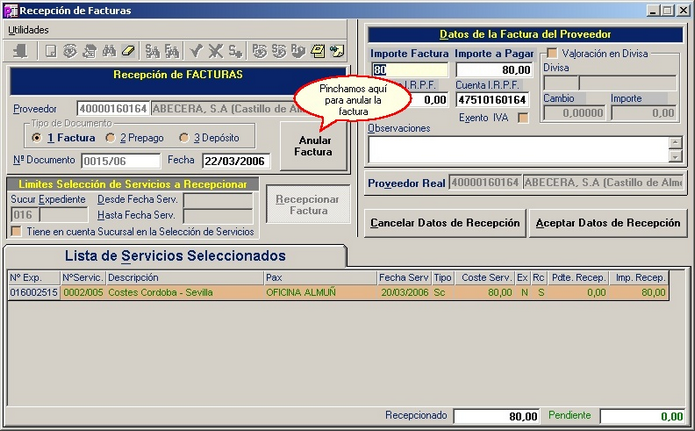 Recepción de Facturas de Proveedor