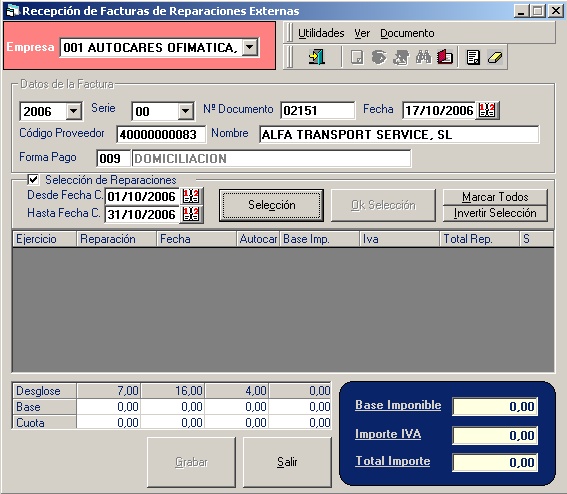 Recepción de Facturas (Recp Externas)