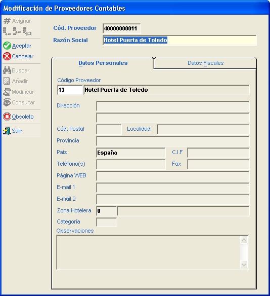 Ficha de Proveedores Contables